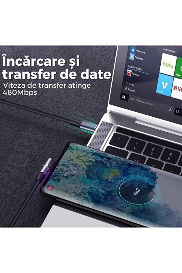 PRESTIGE CHARGE Cablu USB-C la USB-C 100W PD3.0, Date si Incarcare, Cap ...