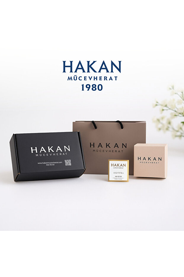 H.M Hakan Mücevherat Beyaz Taşlı 14 Ayar Altın Şans Kolyesi 2,01 Gram ...