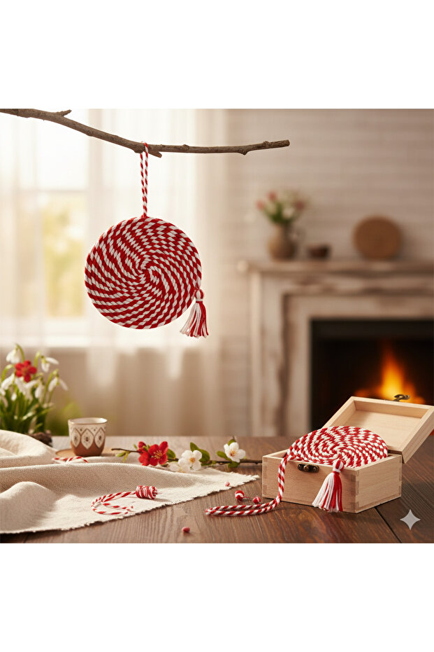 DENİZ ERKUL JEWELRY Beyaz Kırmızı İki Renkli Marteniçka- Paket İpi 5 Mt ...