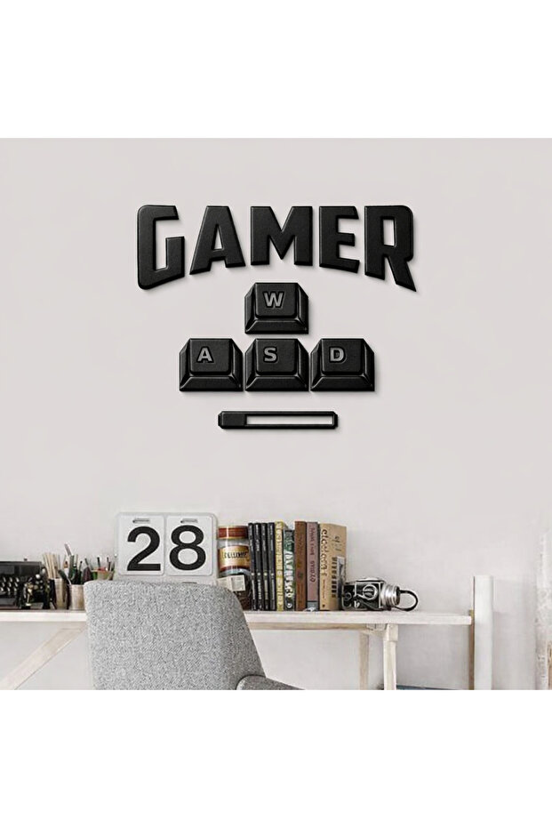Home Gamer Duvar Dekoru Siyah – WASD Klavye Tasarımlı 3D MDF Lazer ...