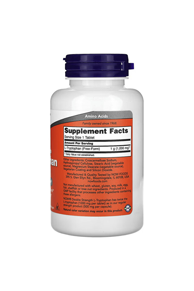 Now Foods L-Tryptophan 1,000 mg Double Strength Sleep Positive Mood ...