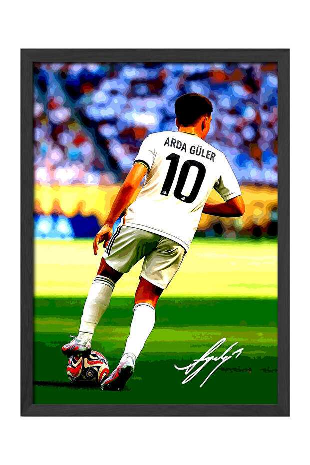 Duvarda Arda Güler Siyah Ahşap Çerçeveli Poster, Dekoratif Futbol Real ...