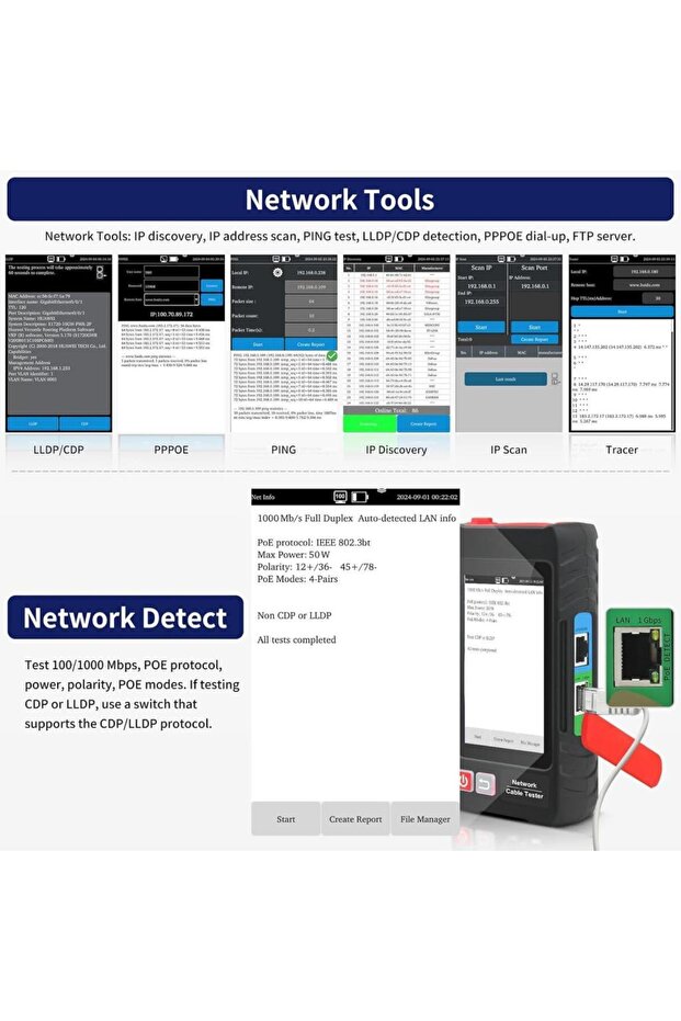 NOVACOM LT-600S RJ45 Poe Uyumlu Çok Fonksiyonlu Kablo Test Cihazı ...