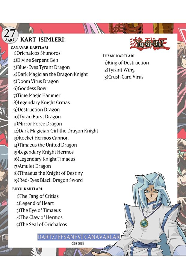 Cakmak Oyun Dukkani Yu-Gi-Oh! Türkçe Efsanevi Canavarlar/ Dartz ...