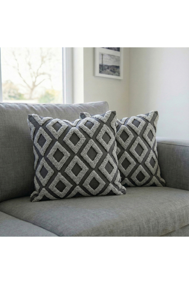 Hayal Dekoratif Punch Embroidery Pattern Gray Themed Triangle Patterned ...