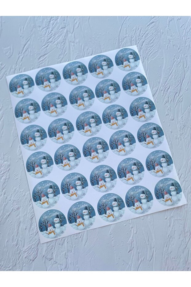 KanvasSepeti İyi Tatiller - Kardan Adam Model Kış Temalı Etiket - Opak ...