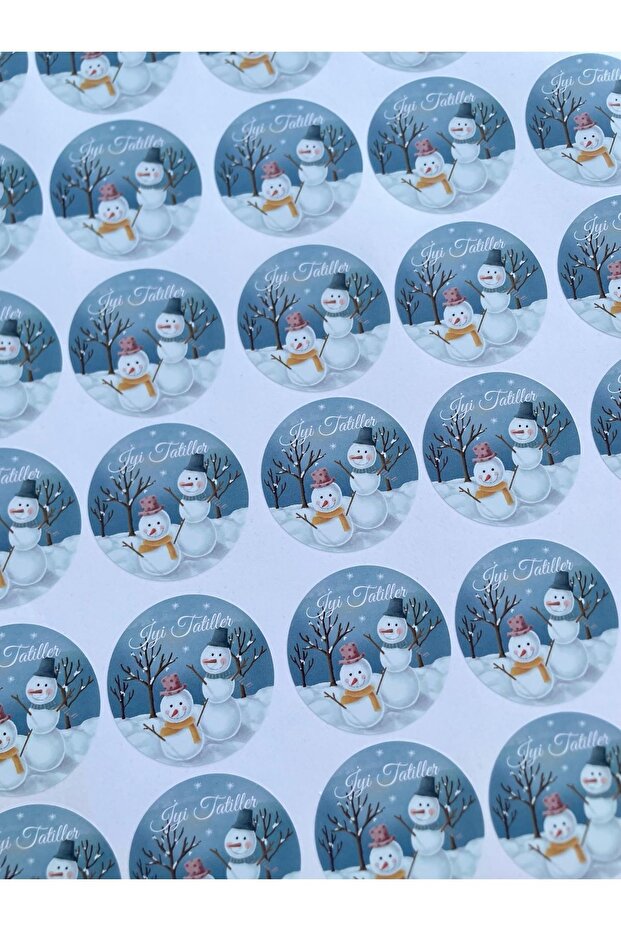 KanvasSepeti İyi Tatiller - Kardan Adam Model Kış Temalı Etiket - Opak ...