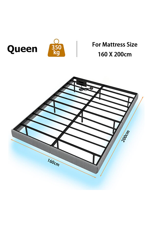 Yanara Floating Bed Frame with LED Lights & Charging Station, Grey ...