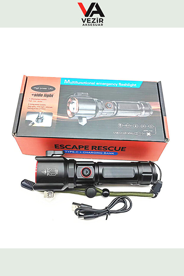 BUFFER®PX Profesyonel Şarjlı LED El Feneri Escape Rescue – Yüksek Güç ...