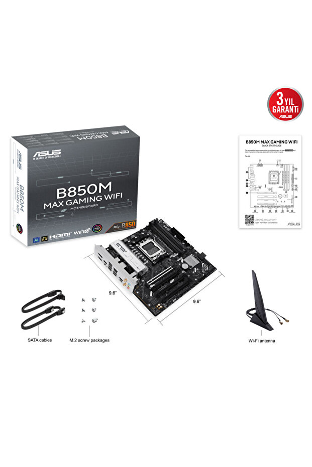 ASUS B850M MAX GAMING WIFI, 4xDDR5, 3x M2, HDMI, DP, Type-C, Wi-Fi 6 ...