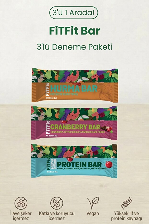 FitFit Meyve & Kuruyemiş Bar 3’lü Deneme Paketi | Hurma Bar – Protein ...
