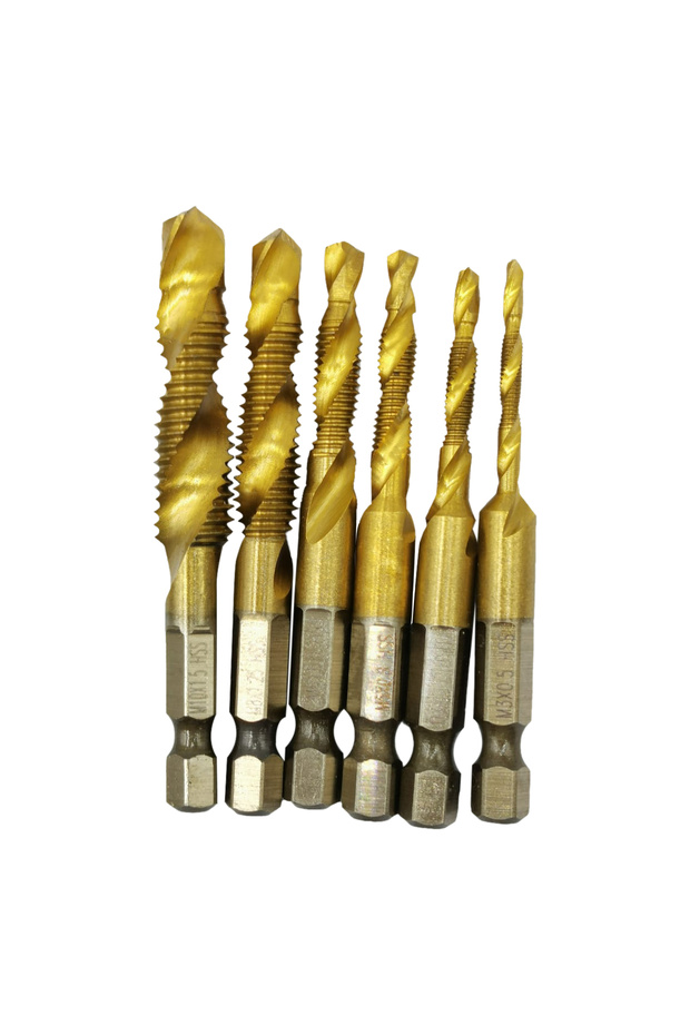 Generic 6 Pcs HSS Drill Tap Bit Set M3–M10 | 2-in-1 Thread Tapping ...