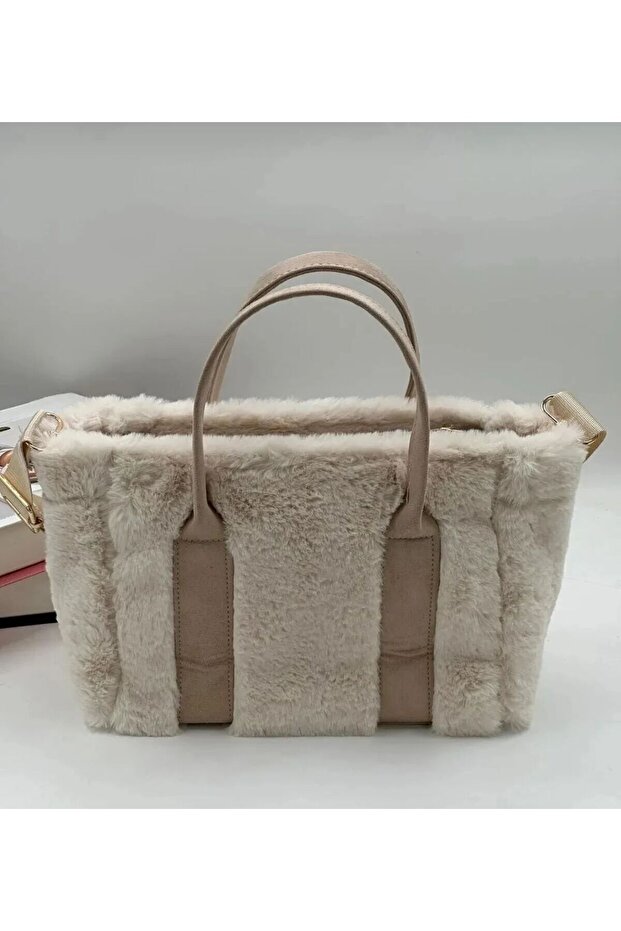 Zealous Γυναικεία τσάντα χιαστί με λουράκι κολόνας από γούνα βελούδινη ...