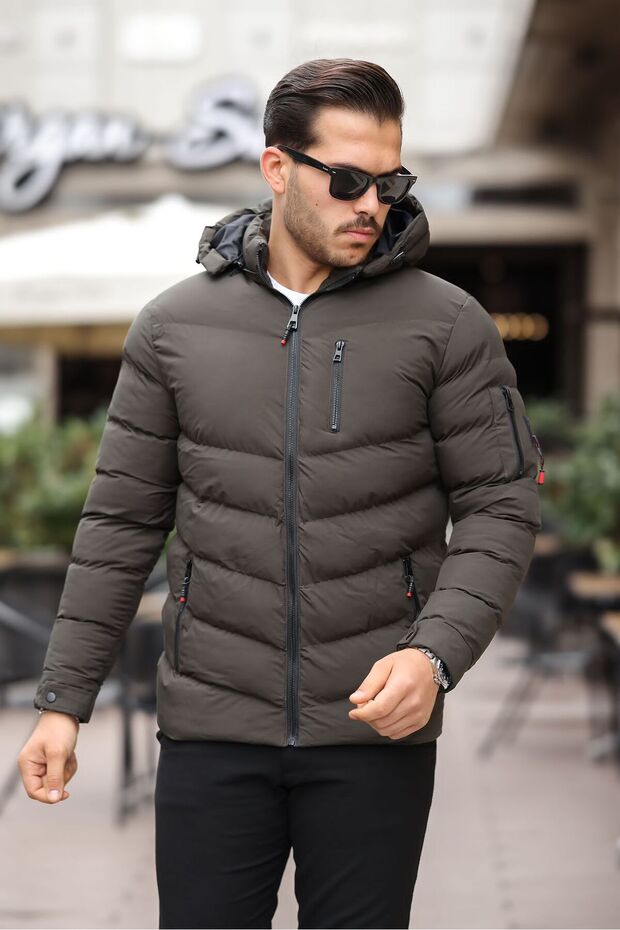 Mero Life Erkek Dar Kesim Haki Kapüşonlu Su Ve Rüzgar Geçirmez Kışlık ...