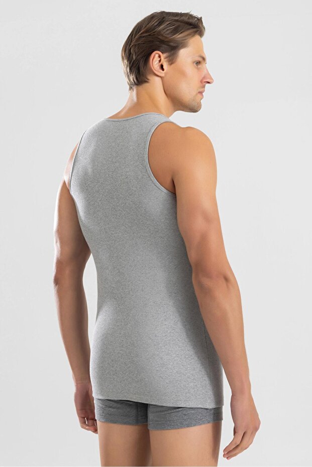 BAYKAR Erkek Slim Fit Esnek Pamuklu Kaşkorse Atlet Gri Melanj - Fiyatı ...