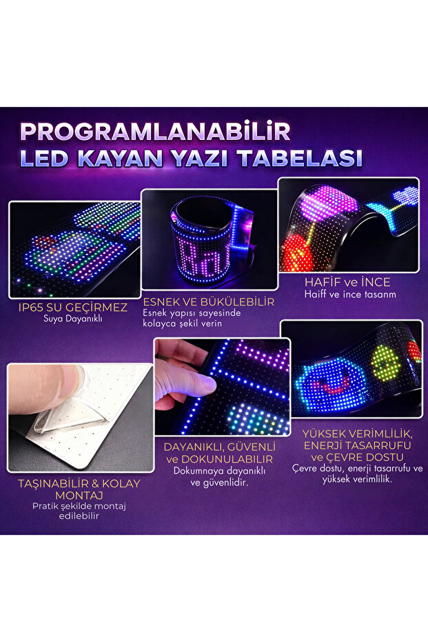 Artnest Programlanabilir LED Matrix Kayan Yazı Tabela | 35x10 cm, 20x64 ...
