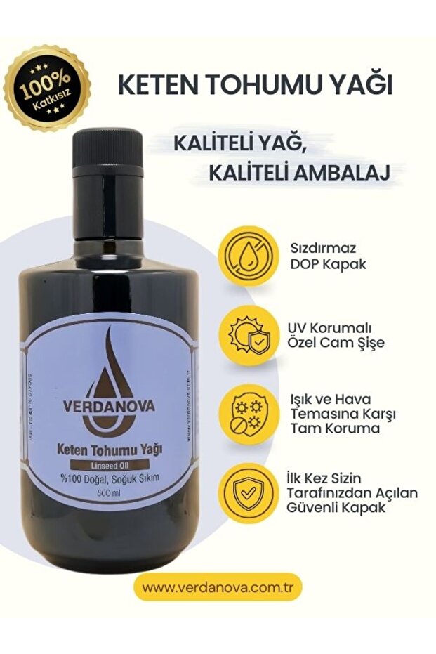 VERDANOVA %100 Soğuk Sıkım Keten Tohumu Yağı 500 ml. - Saf Katkısız ...