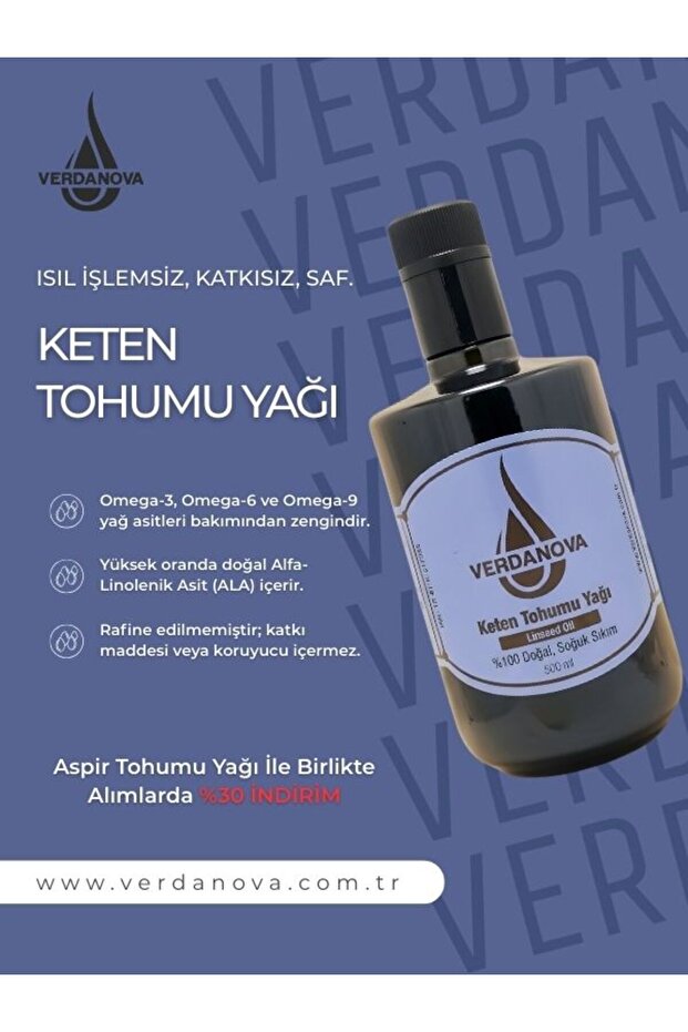 VERDANOVA %100 Soğuk Sıkım Keten Tohumu Yağı 500 ml. - Saf Katkısız ...