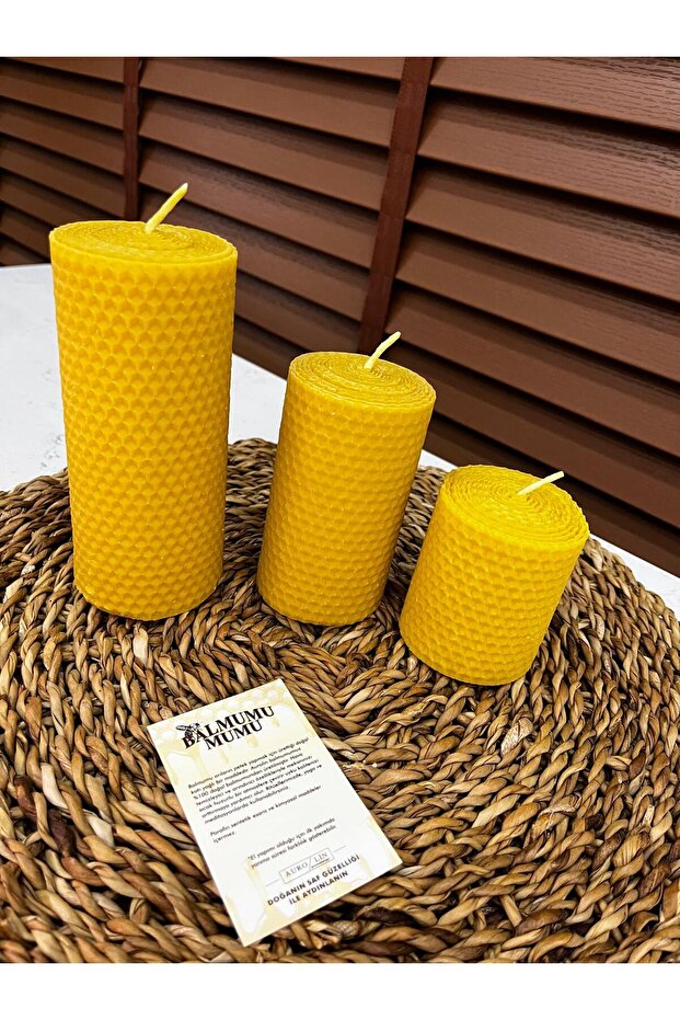 AUROLİN 3 lü Gold Bee Balmumu Mum Seti (7*5cm,10*6cm,14*5cm) - Fiyatı ...