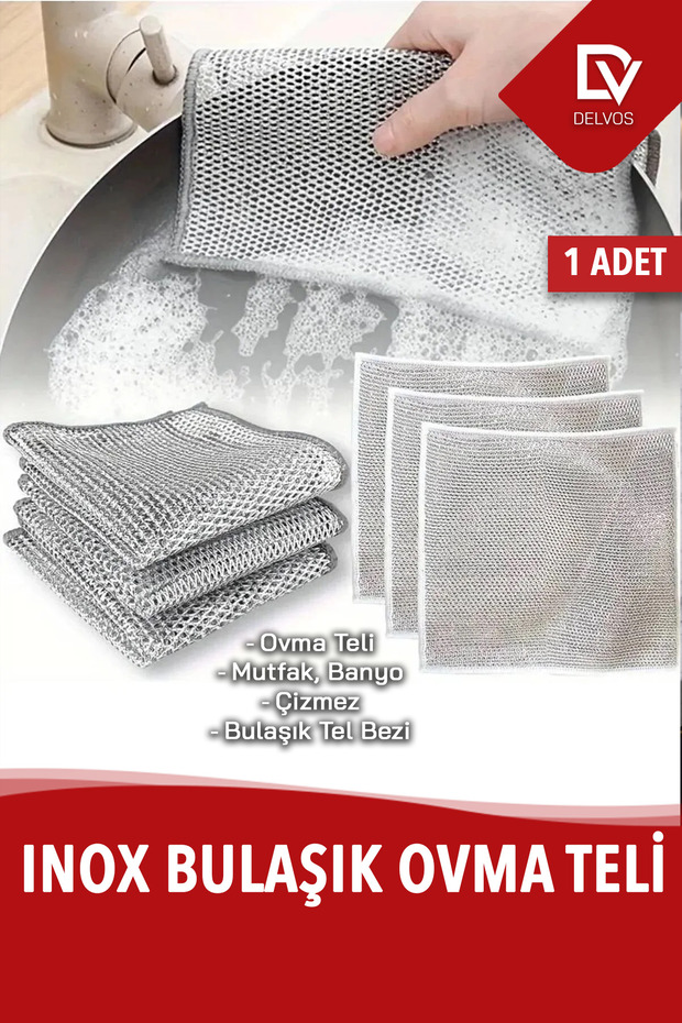 EMORFOHOME 1 Adet Pratik Inox Tel Temizlik Bezi Çizmez Bulaşık Bezi Tek ...