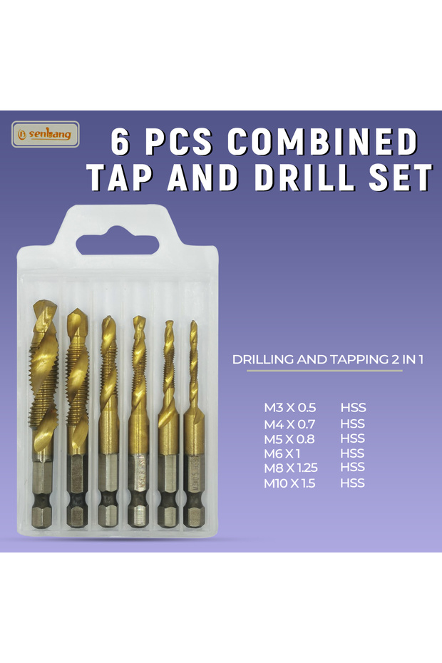 Generic 6 Pcs HSS Drill Tap Bit Set M3–M10 | 2-in-1 Thread Tapping ...