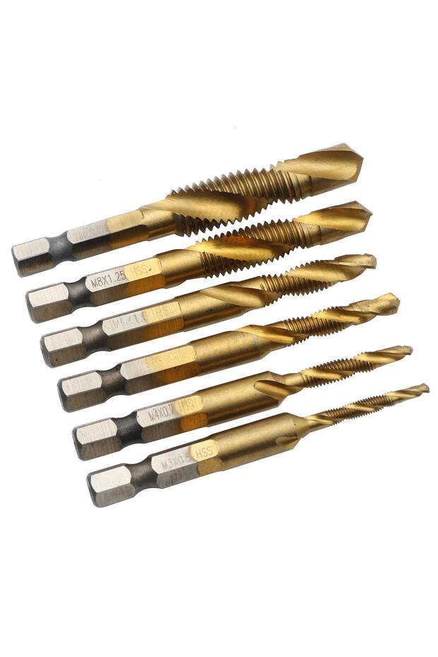 Generic 6 Pcs HSS Drill Tap Bit Set M3–M10 | 2-in-1 Thread Tapping ...