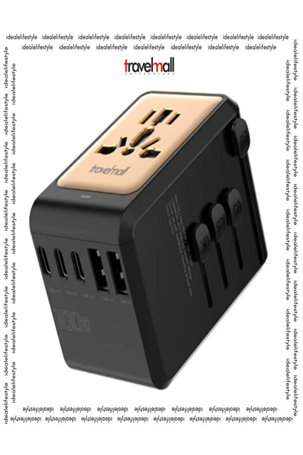 TRAVELMALL 100W PD GaN Worldwide Travel Adapter with 6 USB Ports (4 USB ...