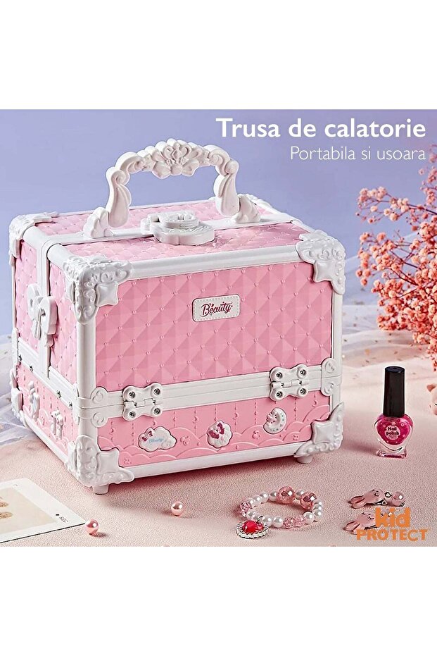 KidProtect Trusa Machiaj Copii Make Up Doll, 49 Piese, Non Toxice ...