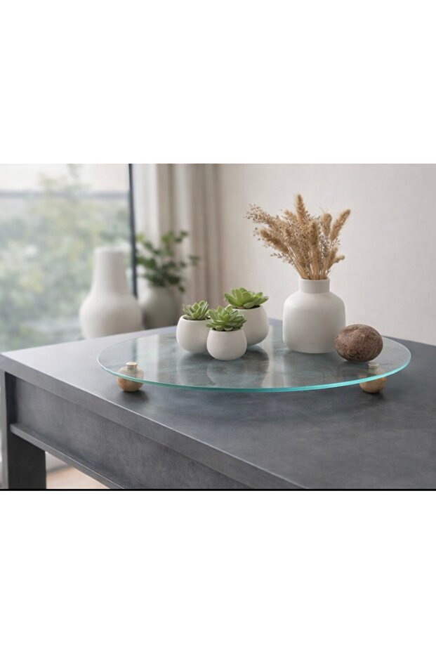 Egehome Sunumluk Ahşap Top Ayaklı Dekoratif Düzenleyici Stant Makyaj ...