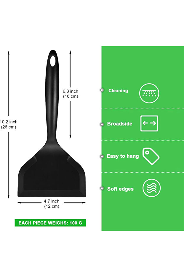Choice ملعقة سيليكون عريضة سوداء اللون، ملعقة تقليب غير لاصقة، ملعقة ...