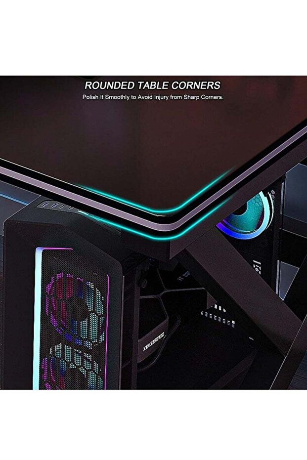 EGG Large Gaming Desk 140x60x75cm, Computer Desk K-Shaped Gaming Table ...