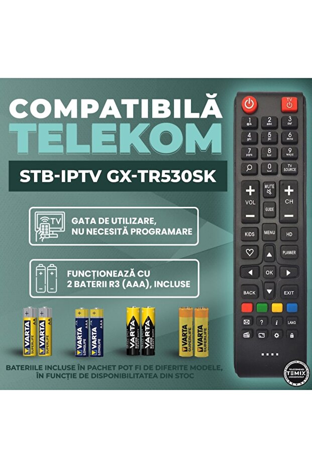 temix Telekom compatible remote control, STB-IPTV, GX-TR530SK, TEMIX ...
