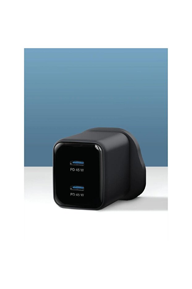 Powerology Volt-X 45W Dual USB-C GaN Wall Charger with Cable, Fast ...