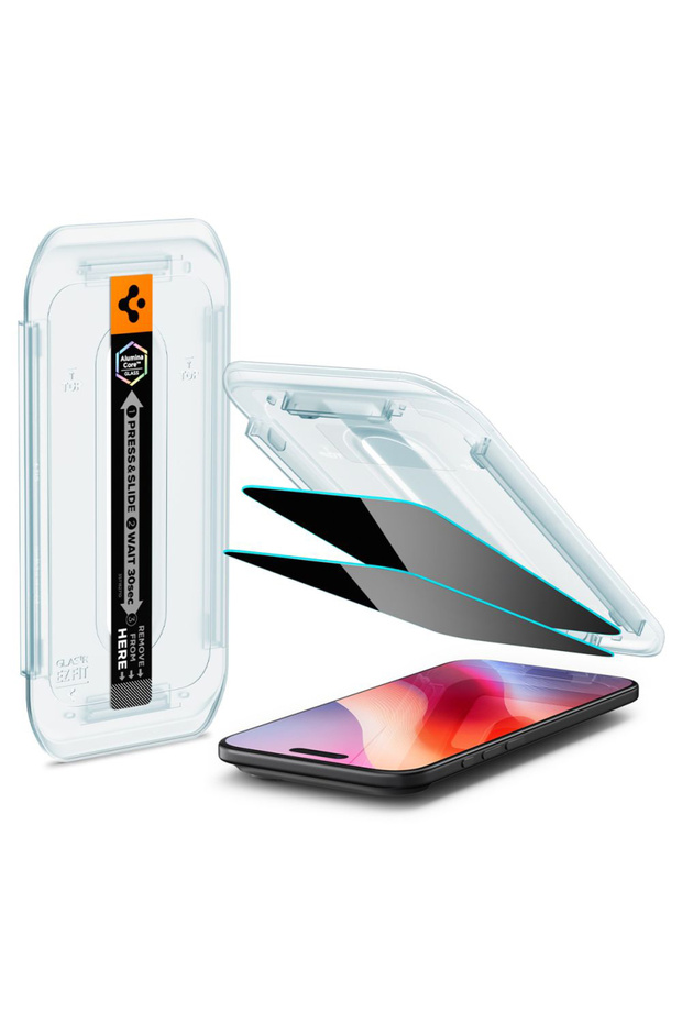 Spigen Folie iPhone 17 Air Glas.tR EZ Fit, privacy (Pachet 2buc.)- Trendyol