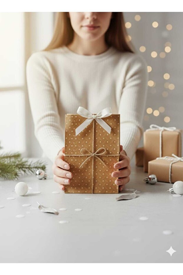 HDF PAZARLAMA NOKTA DESENLİ 50 ad 18*8*24 sapsız Kraft Sunumluk Kese ...