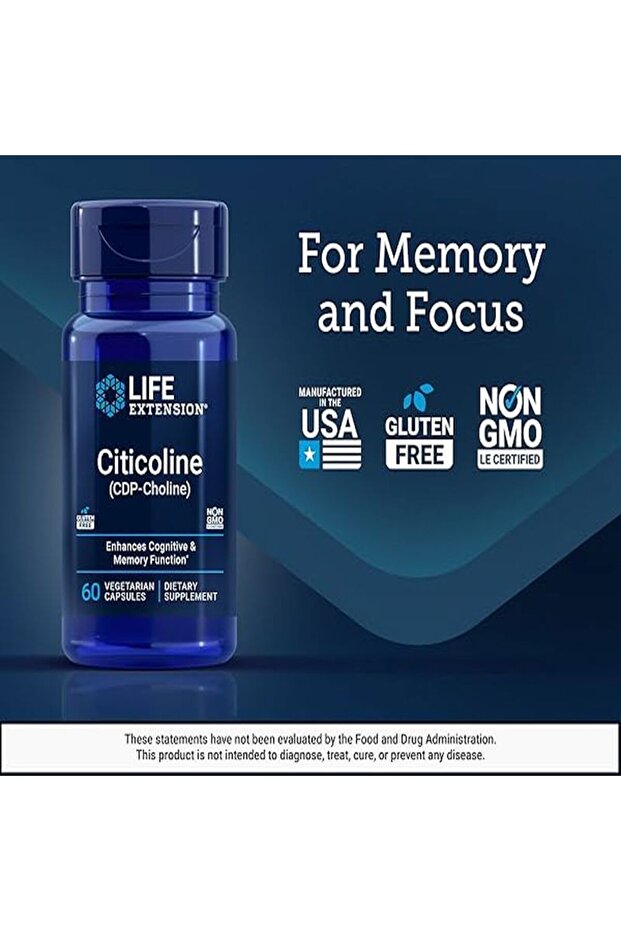 Life Extension Citicoline CDP-Choline Brain Cognitive 60 Veg Caps ...