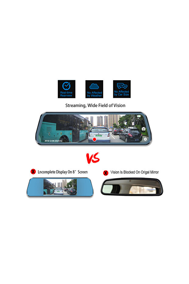 MR.SMART F.T.C Mirror Dash Cam with Rear Camera, Full HD 1080P, Touch ...