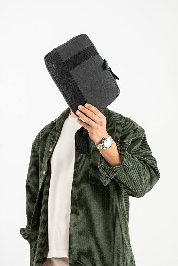 KASVA DERİ Kanvas Kumaş Çapraz Çanta Unisex Tablet Çanta Askılı Omuz ...