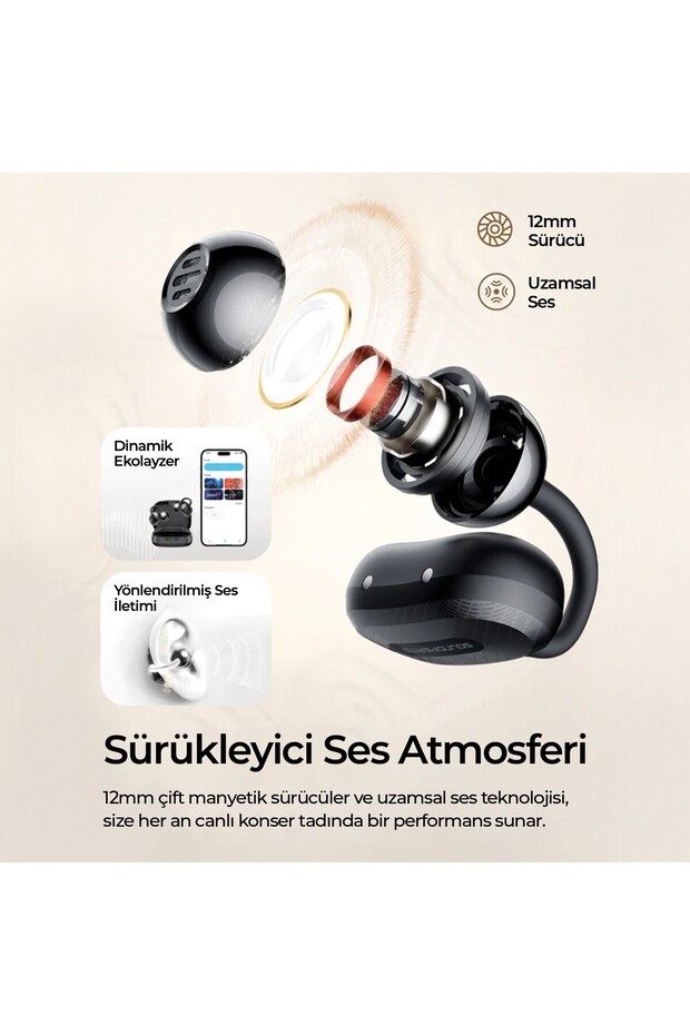 SoundPEATS Air Clip Open-Ear ENC OWS Bluetooth 5.4 Kablosuz Kulaklık ...