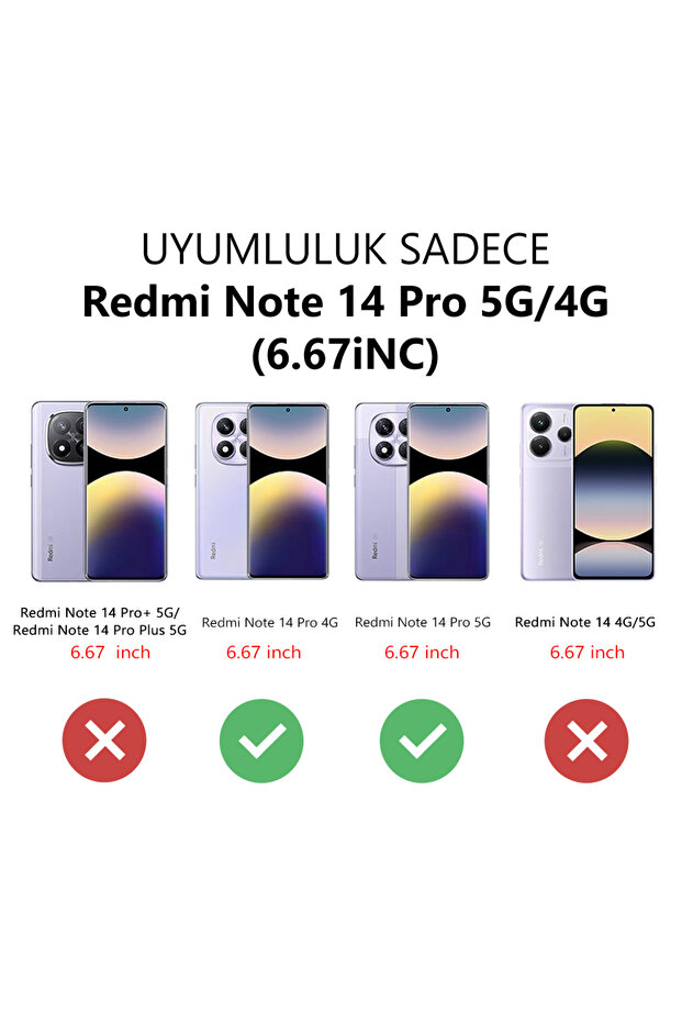 ucuc Xiaomi Redmi Note 14 Pro 4G Uyumlu Silikon Kenar Sert Arka Anti ...