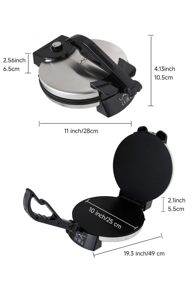 LAC LAICHY 10inch Roti Maker&Tortilla,1800W, Stainless Steel Non-Stick ...
