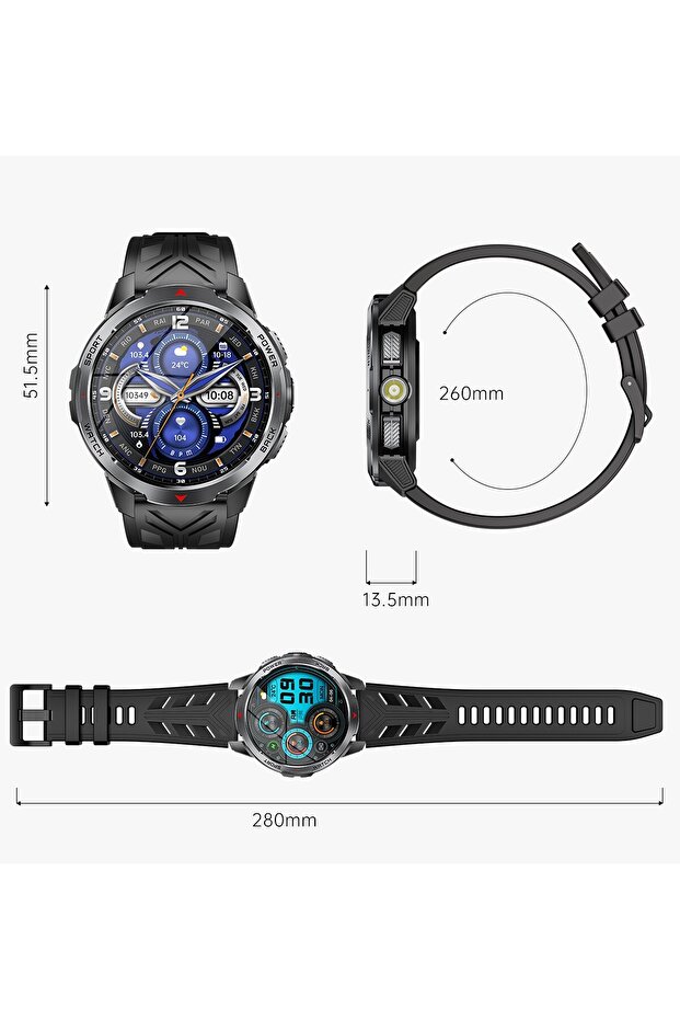 gitech Ceas inteligent pentru bărbați cu apeluri Bluetooth, lanternă ...