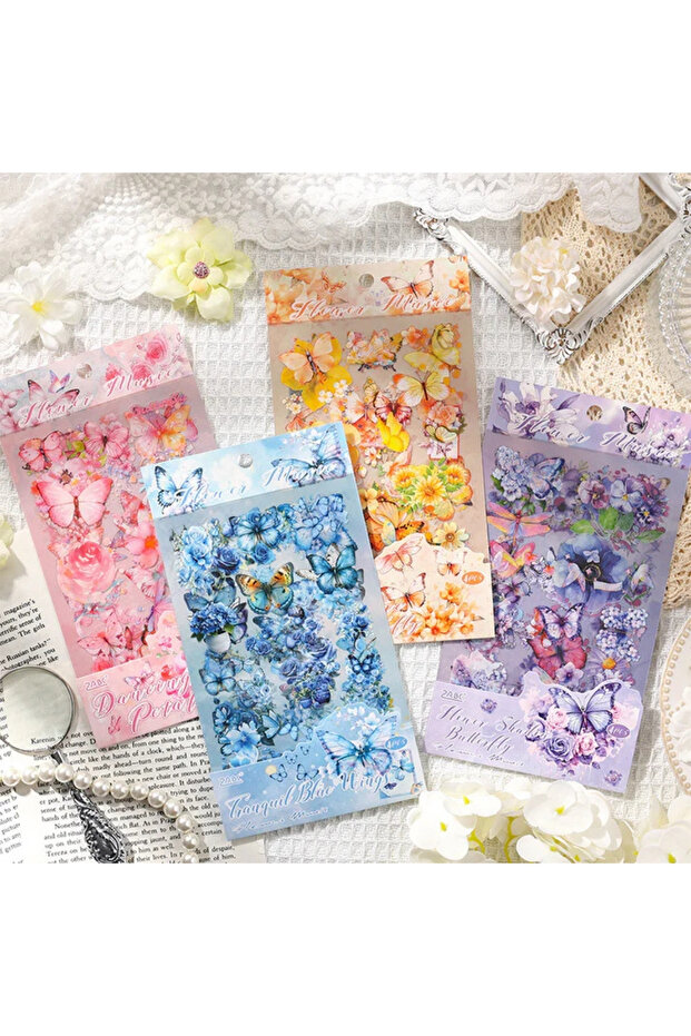 Kolbi Craft 4 Sayfa 60 Adet Şeffaf Mor Çiçek Sticker Bullet Journal ...