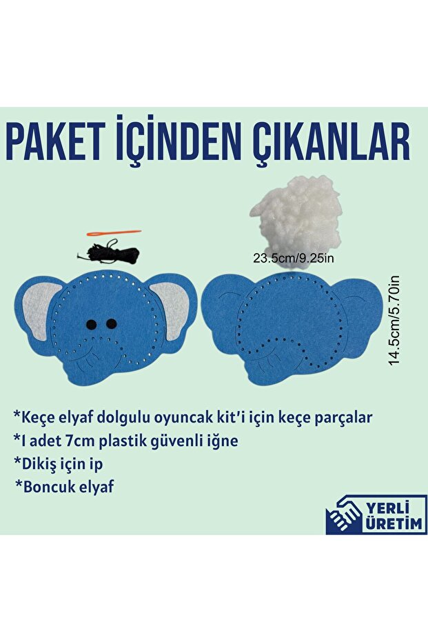 bıcırıklarkids Fil Figürlü Elyaf Dolgulu Keçe Oyuncak Dikiş Kit'i ...