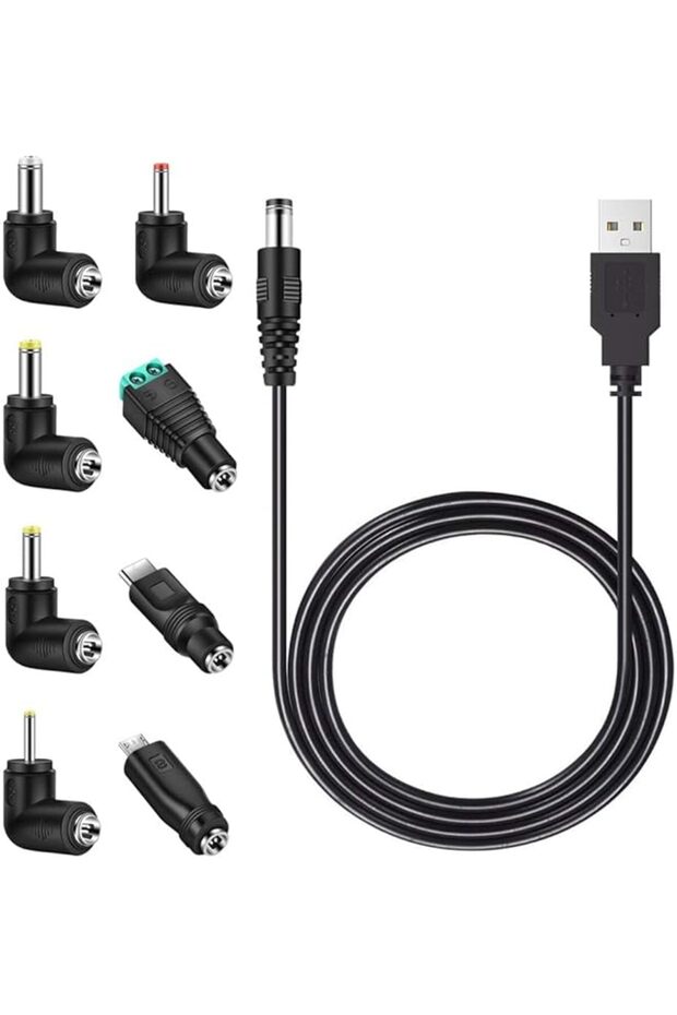The Bros Universal 5V DC Power Cable, USB to DC 5.5x2.1mm Charging Cord ...