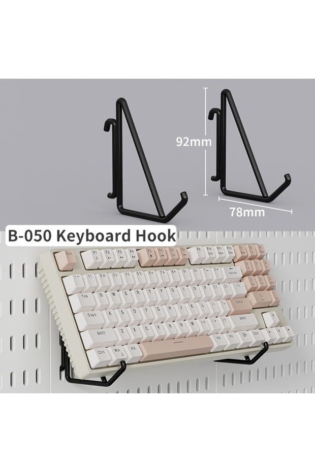 Choice Black Keyboard Hook Standing office pegboard storage. No - drill ...