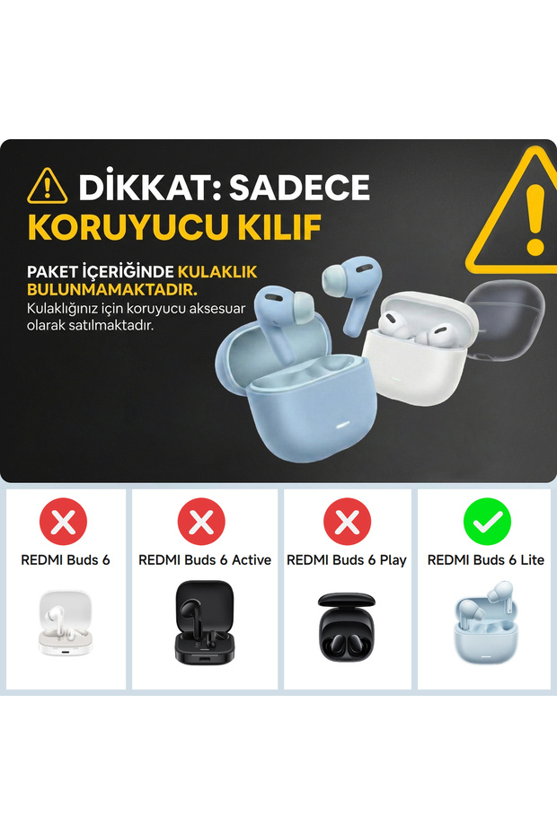 CaseOnn Xiaomi Redmi Buds 6 Lite Kılıf Askı Aparatlı Mat Silikon Açık ...
