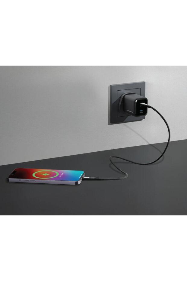 Powerology Volt-X 45W Dual USB-C GaN Wall Charger with Cable, Fast ...