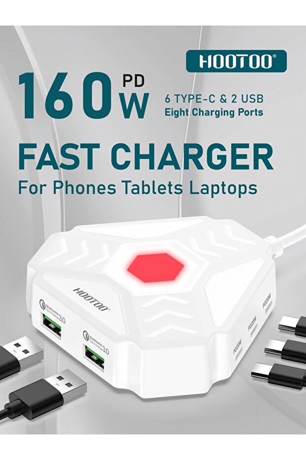 HooToo 160W charging dock. Eight charging ports. Fast charger with PD ...