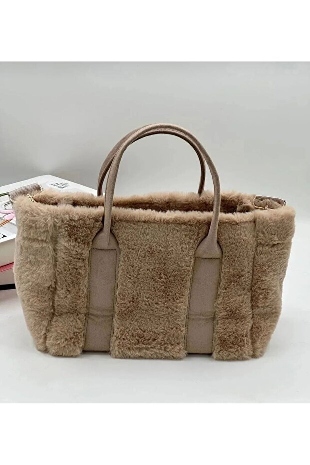 Zealous Γυναικεία τσάντα χιαστί με λουράκι κολόνας από γούνα βελούδινη ...